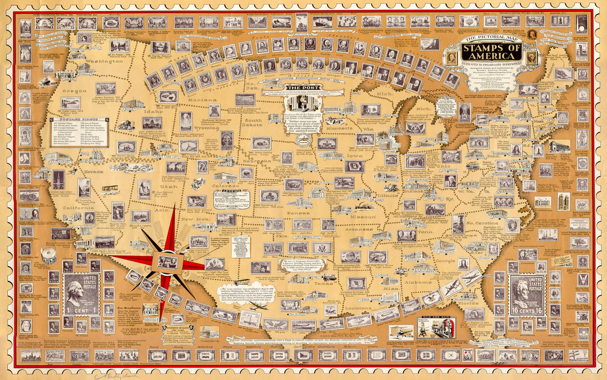 (U.S. - Thematic) The Pictorial Map United States Stamps... – The Old ...