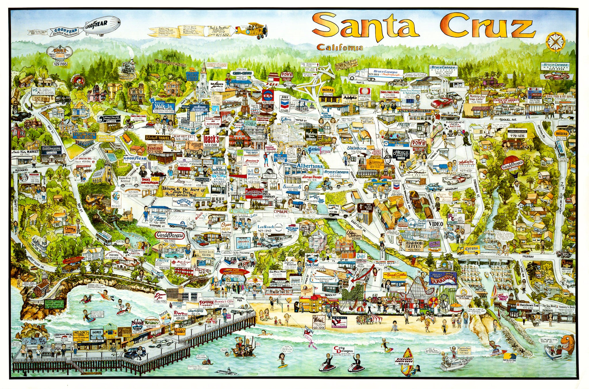 Map Of California Santa Cruz Santa Cruz California Vibrant Map