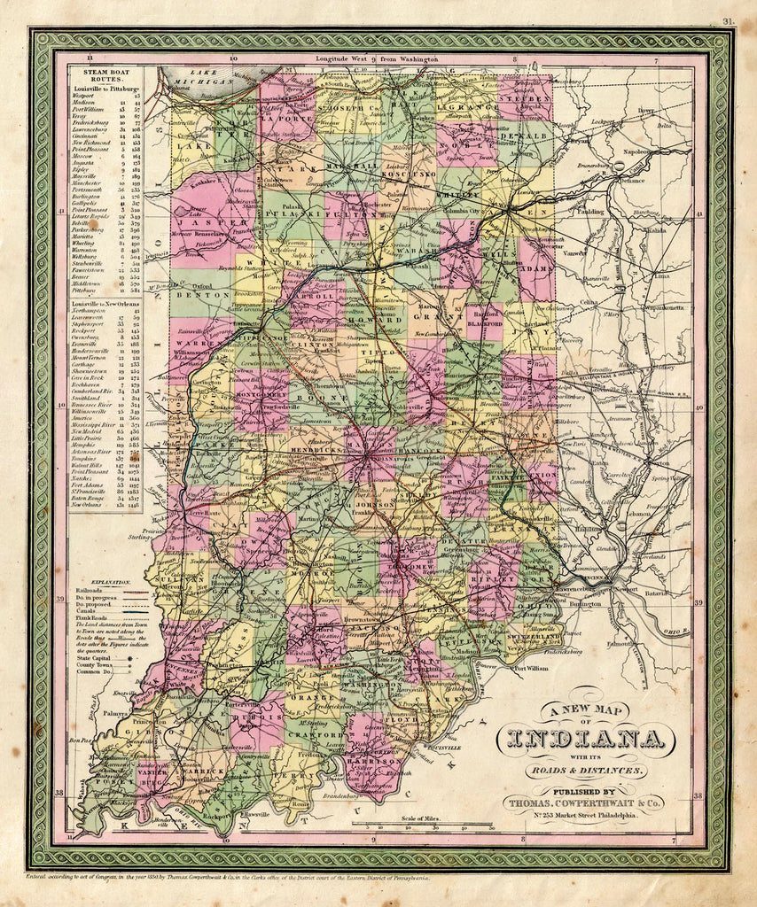 (IN.) A New Map Of Indiana... – The Old Map Gallery