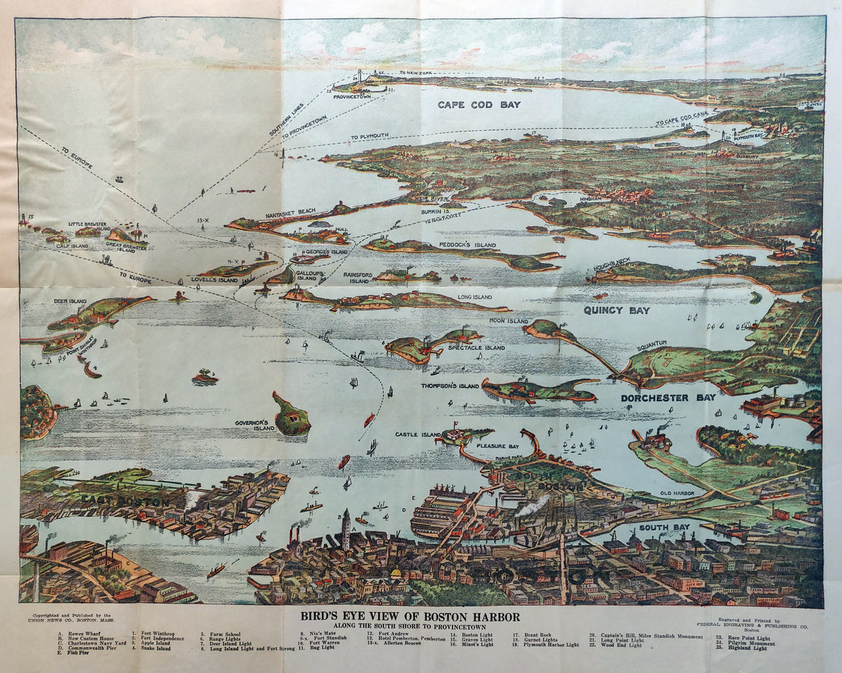 (MA.- Boston are) Bird's Eye View of Boston Harbor – The Old Map Gallery
