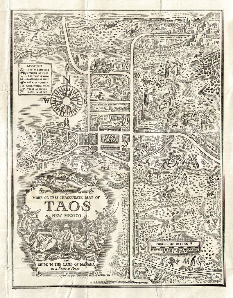 (NM.) A More of Less Inaccurate Map of Taos New Mexico and Guide To Th ...