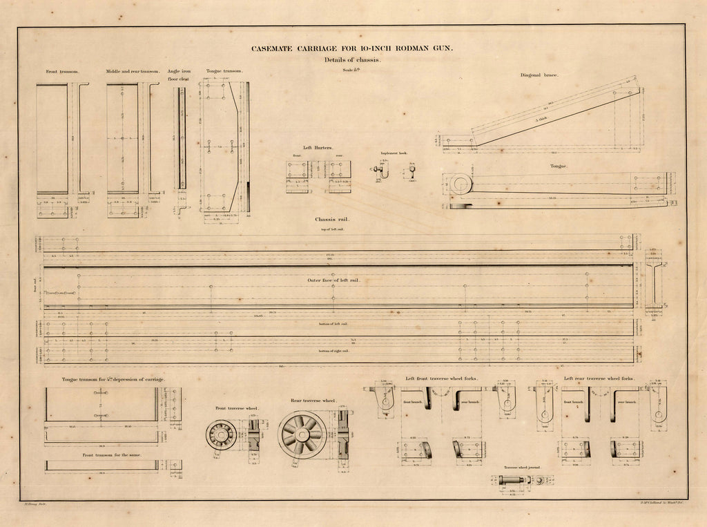 (Civil War) Casemate Carriage for 10-Inch Rodman Gun – The Old Map Gallery