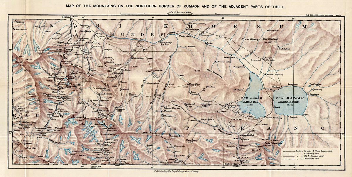 Asia - Tibet) Map of the Mountains On the Northern Border Of Kumaon ...