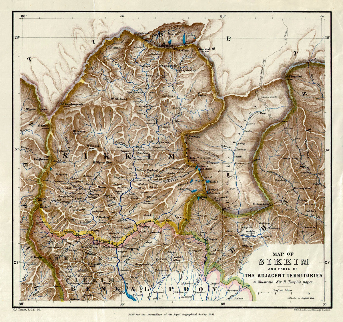 (India - Sikkim) Map Of Sikkim And Parts Of The Adjacent Territories ...