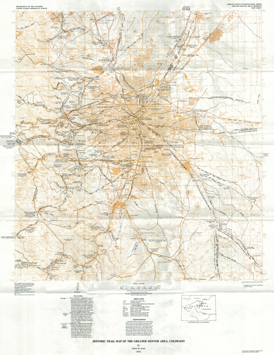 (CO. - Denver Area) Historic Trail Map Of The Greater Denver Area – The ...