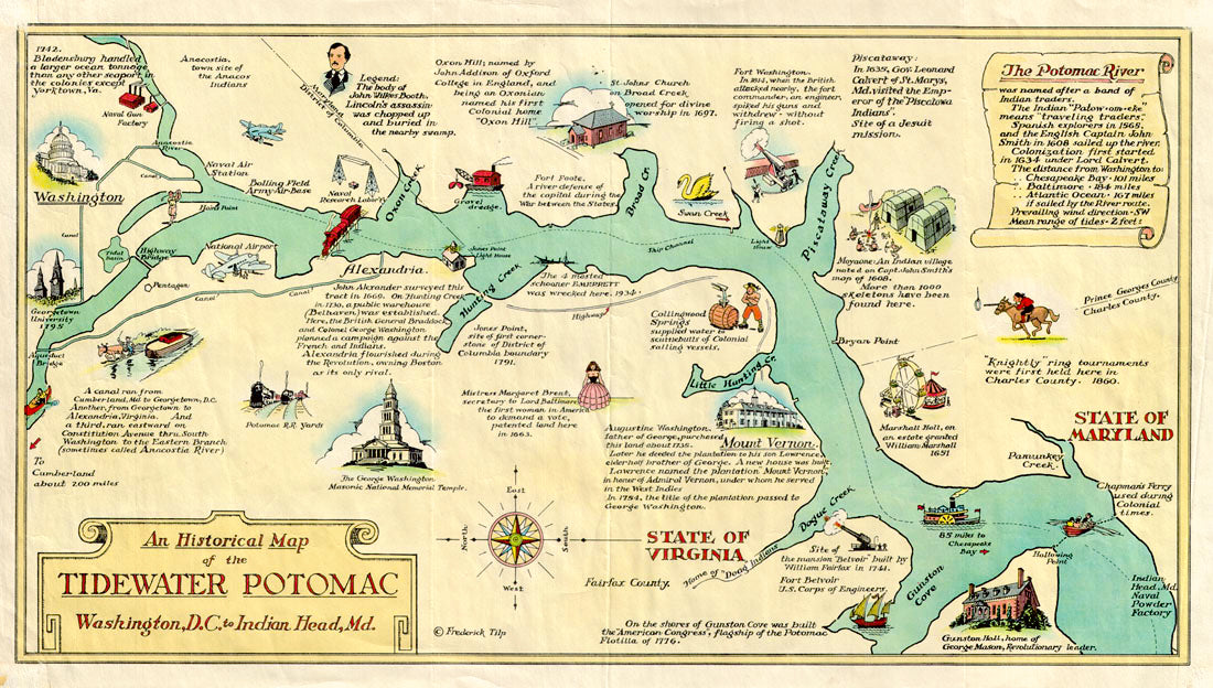 (VA., D.C., MD.) An Historical Map of the Tidewater Potomac – The Old ...