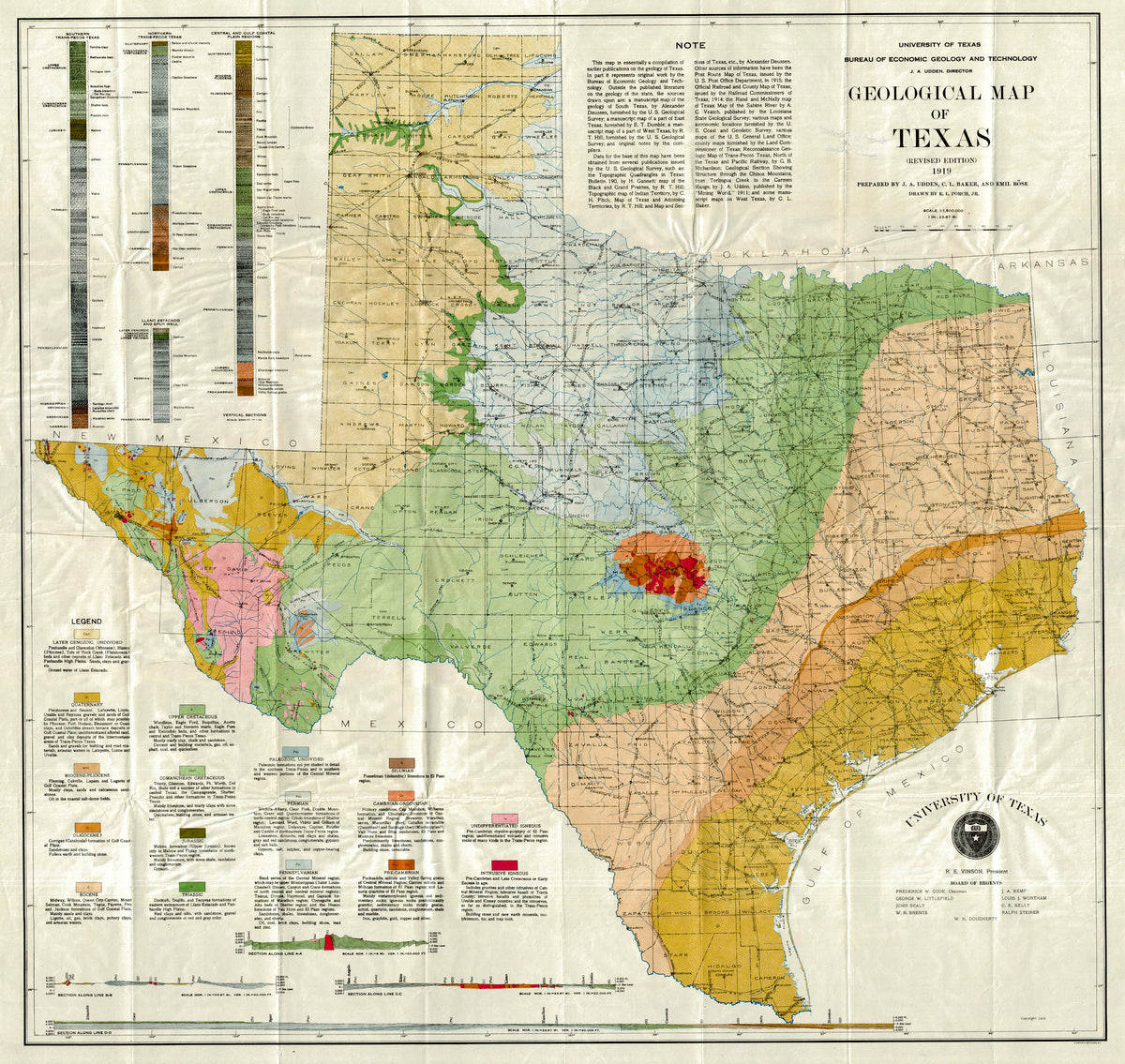 (TX. - Geology) Geological Map of Texas – The Old Map Gallery