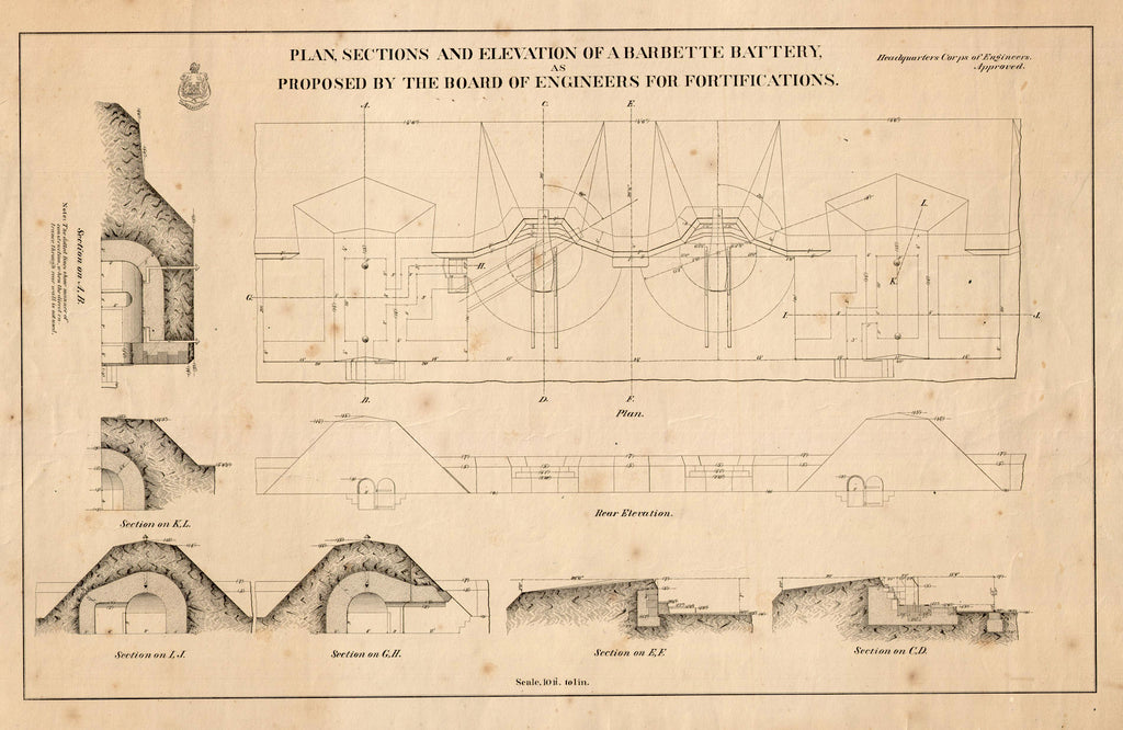 (Civil War) Plan, Sections and Elevation Of A Barbette Battery... – The ...