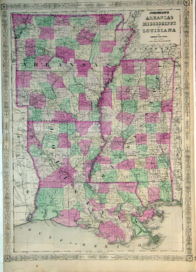 Johnson's Arkansas Mississippi and Louisiana – The Old Map Gallery