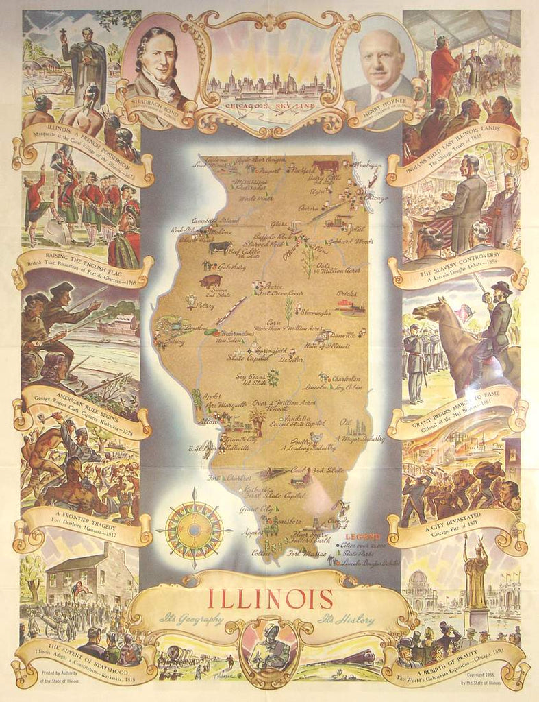 (Illinois) Illinois Its Geography Its History – The Old Map Gallery