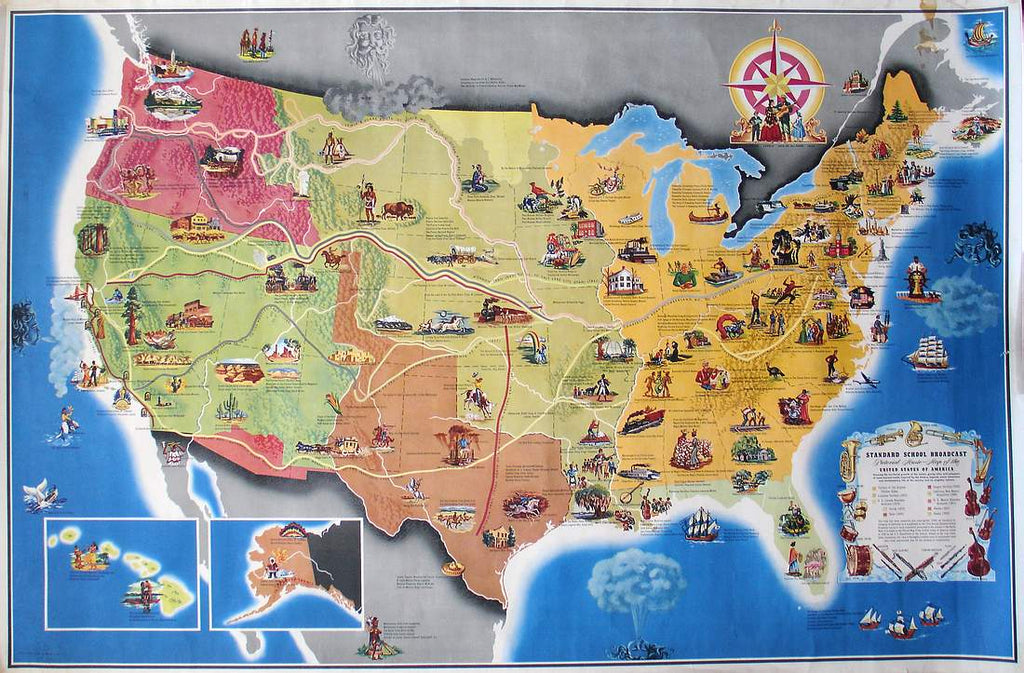 Pictorial Music - Map of the United States – The Old Map Gallery