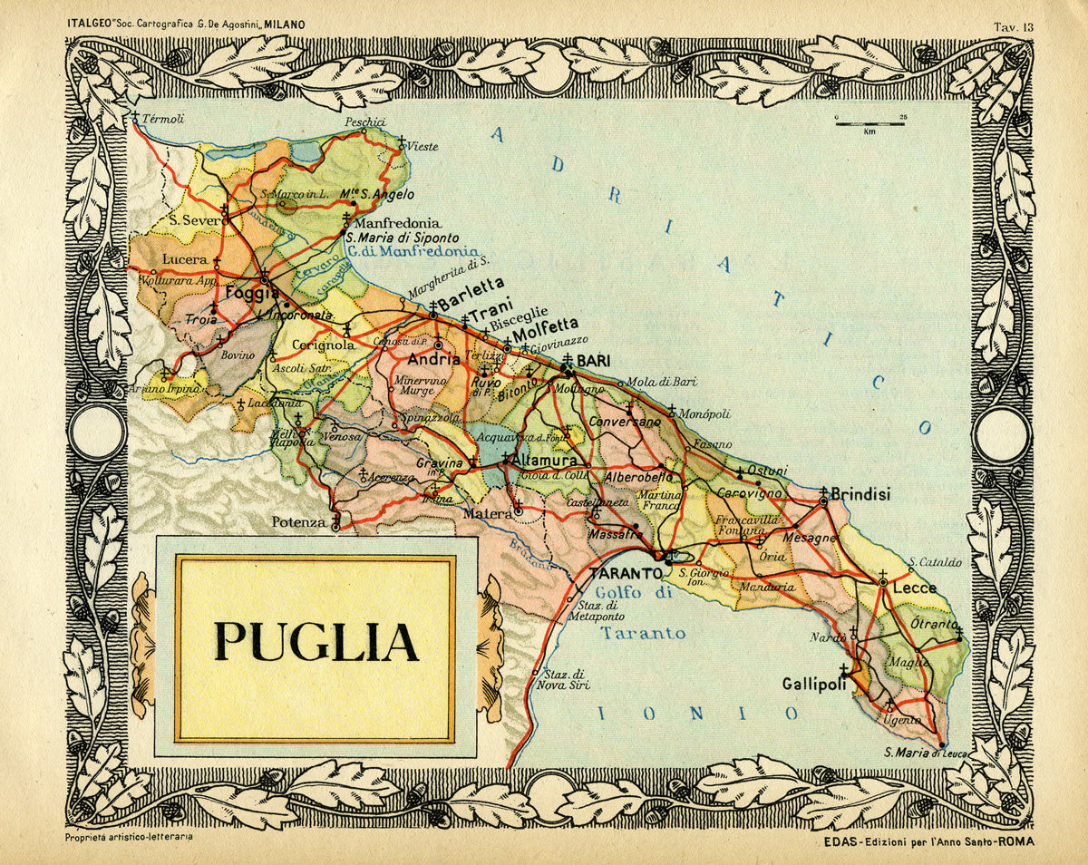 (Italy-Puglia) Puglia – The Old Map Gallery