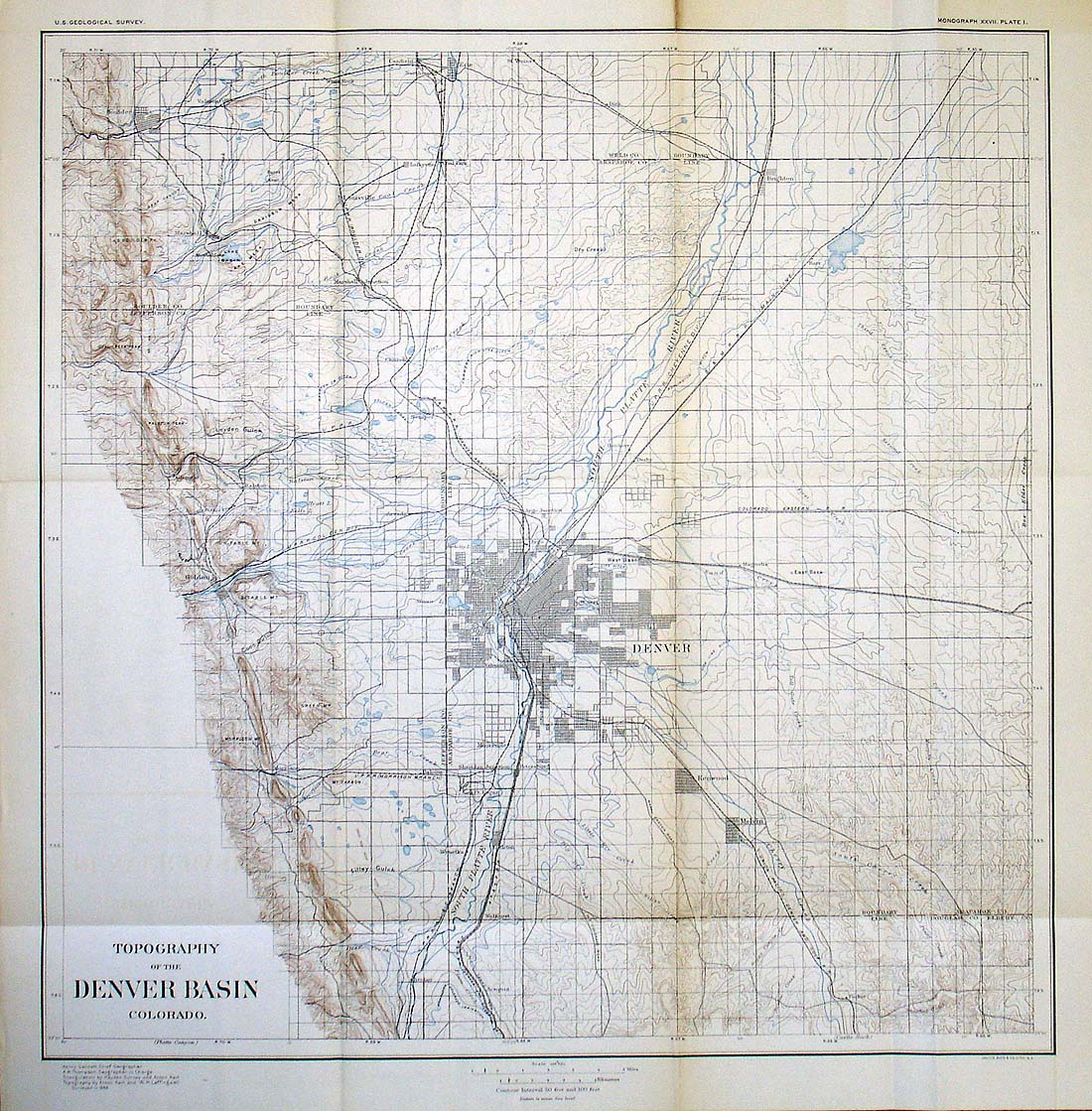 (Colorado) Topography of the Denver Basin Colorado – The Old Map Gallery