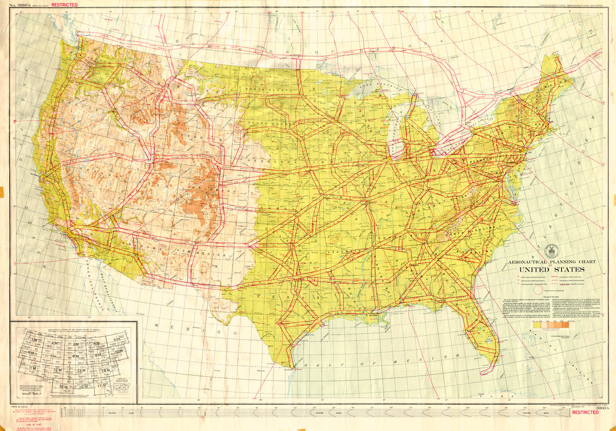 (U.S.) Aeronautical Planning Chart, U.S.C.S. , 1942 – The Old Map Gallery