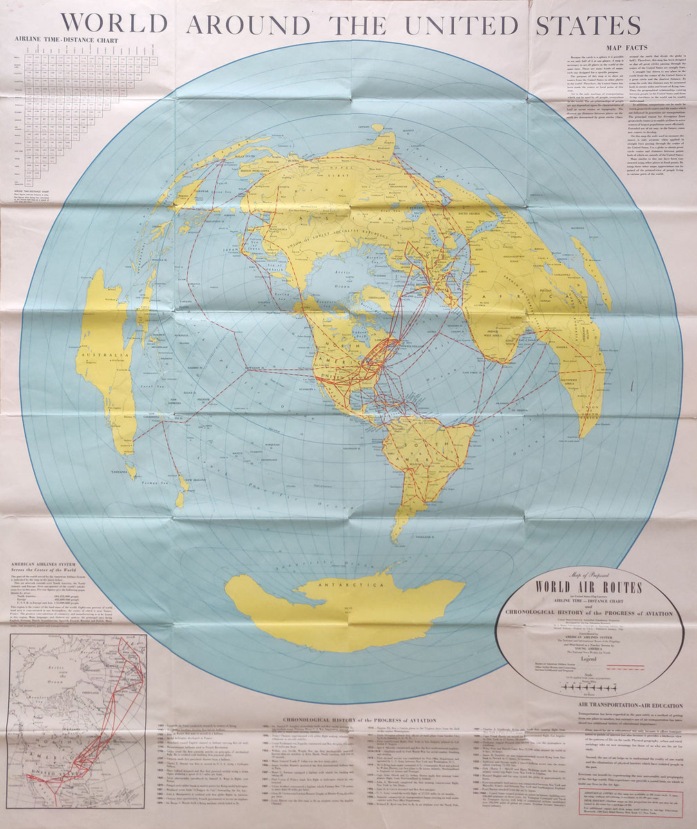 (World - Aviation) World Around The United States – The Old Map Gallery