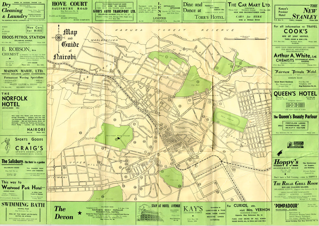 (Africa - Kenya) Map and Guide of Nairobi – The Old Map Gallery