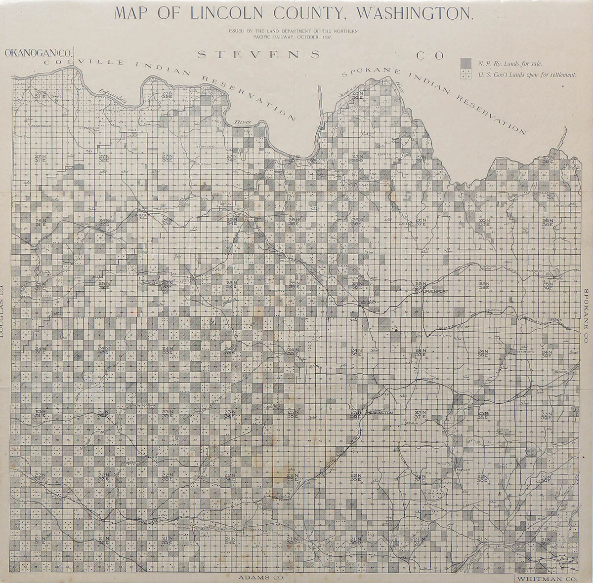 (WA.- Lincoln Co.) Map of Lincoln County – The Old Map Gallery