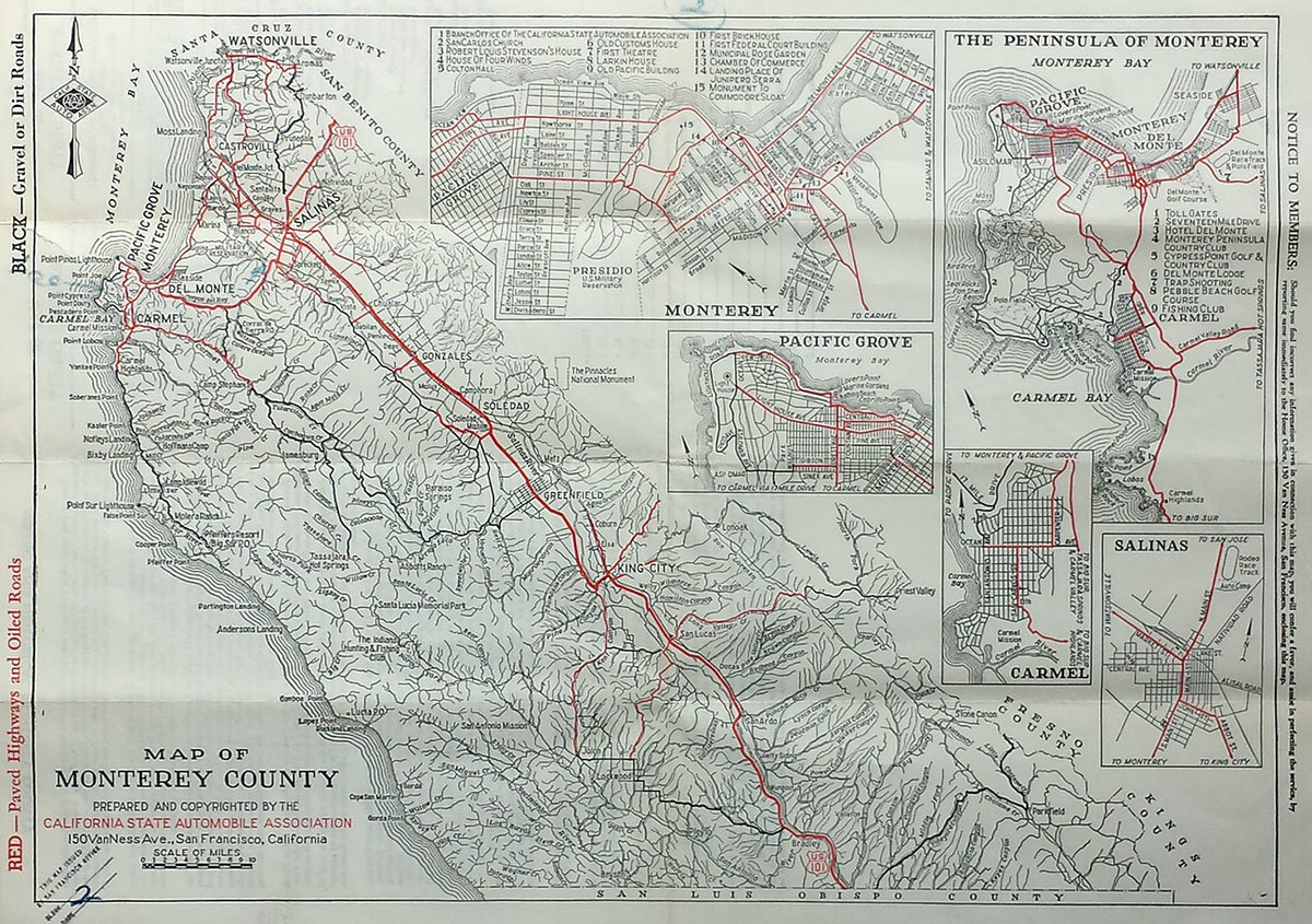 (CA - Monterey Co.) Map of Monterey County – The Old Map Gallery