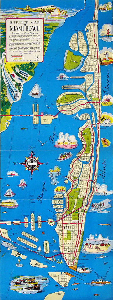 (FL-Miami Beach) Street Map of Miami Beach – The Old Map Gallery