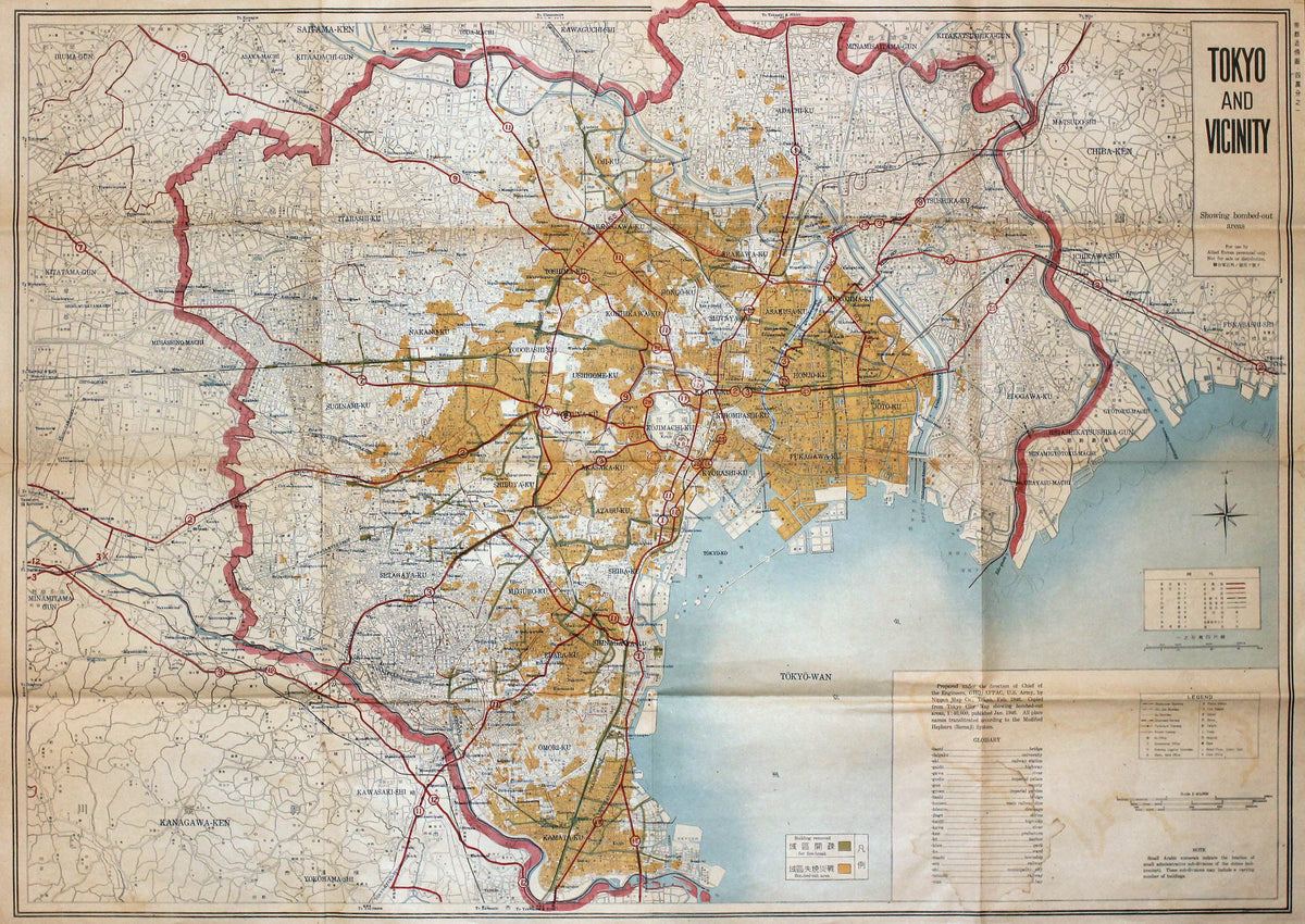 (WWII-Japan-Tokyo) Tokyo and Vicinity Showing Bombed out.. – The Old ...