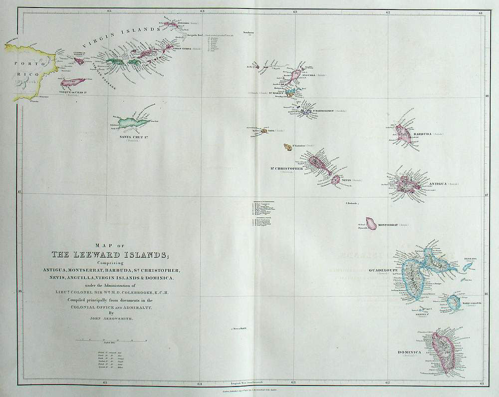 (Caribbean) Map of the Leeward Islands – The Old Map Gallery