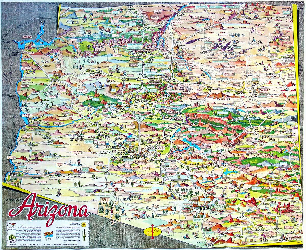 (Arizona) A Pic Tour Map of Arizona – The Old Map Gallery