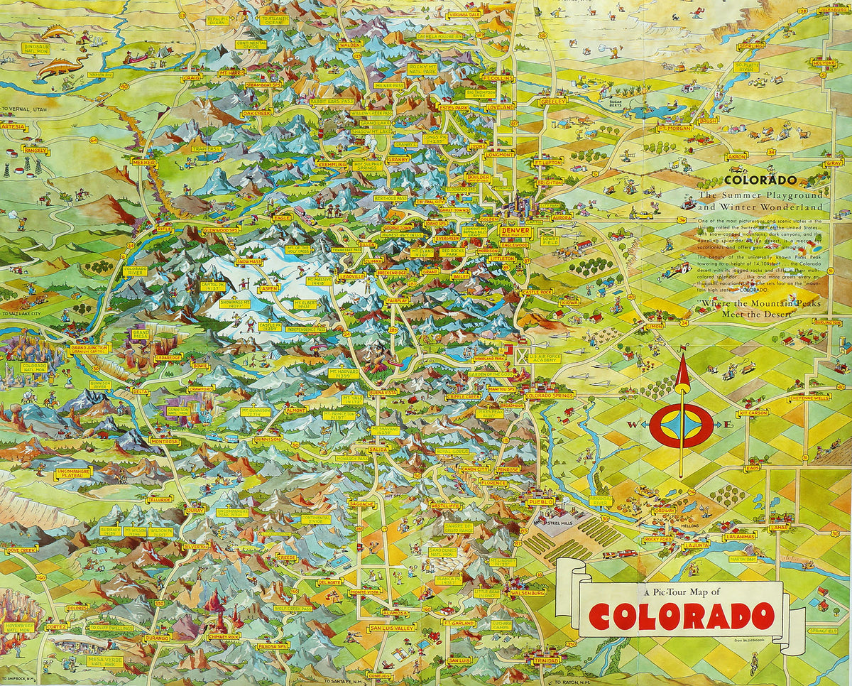 (CO.) A Pic-Tour Map of Colorad0 – The Old Map Gallery