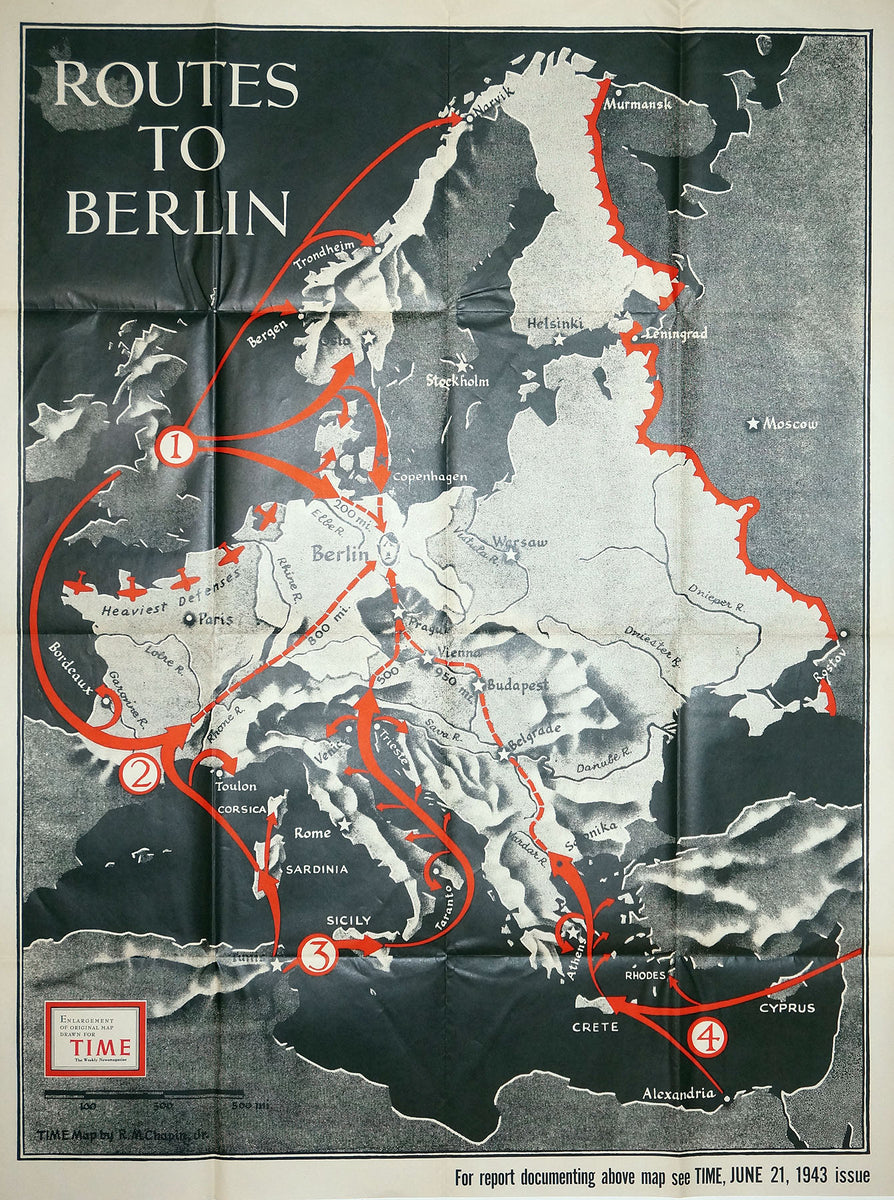 (WWII - Europe) Routes To Berlin – The Old Map Gallery