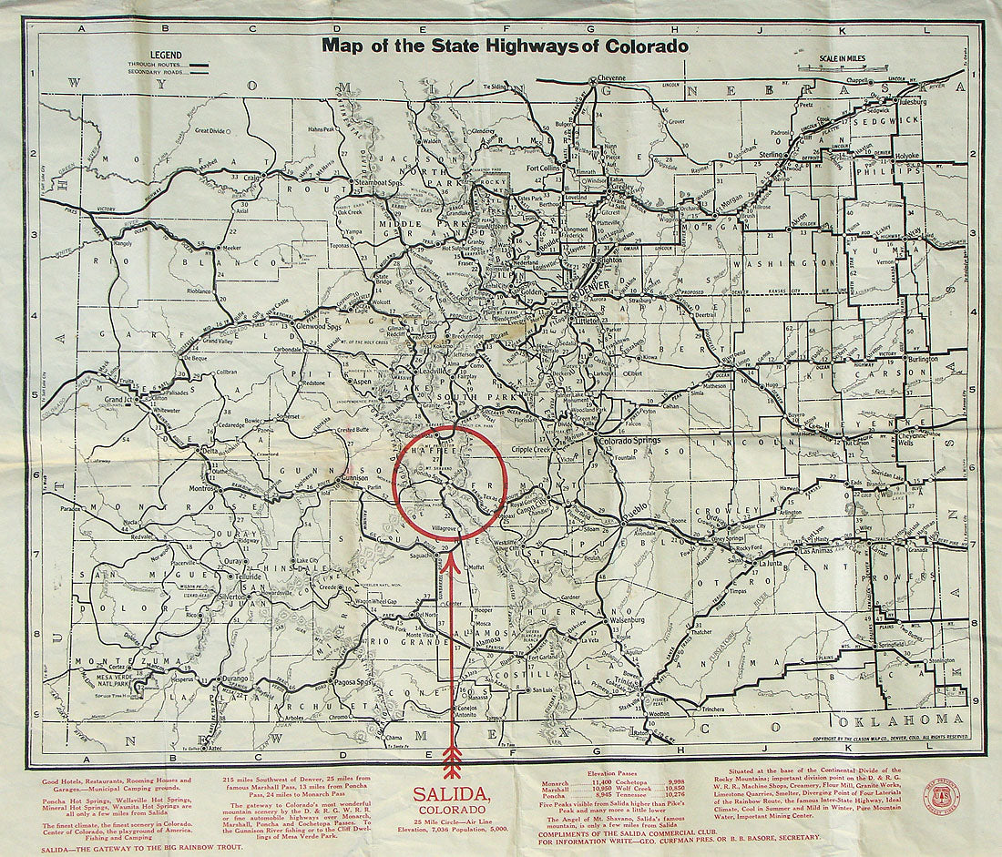 (CO.) Map of the State Highways of Colorado – The Old Map Gallery