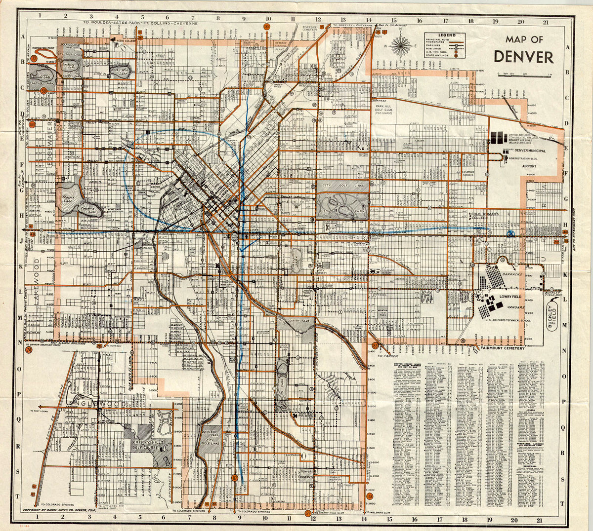 (CO.- Denver) Map of Denver – The Old Map Gallery