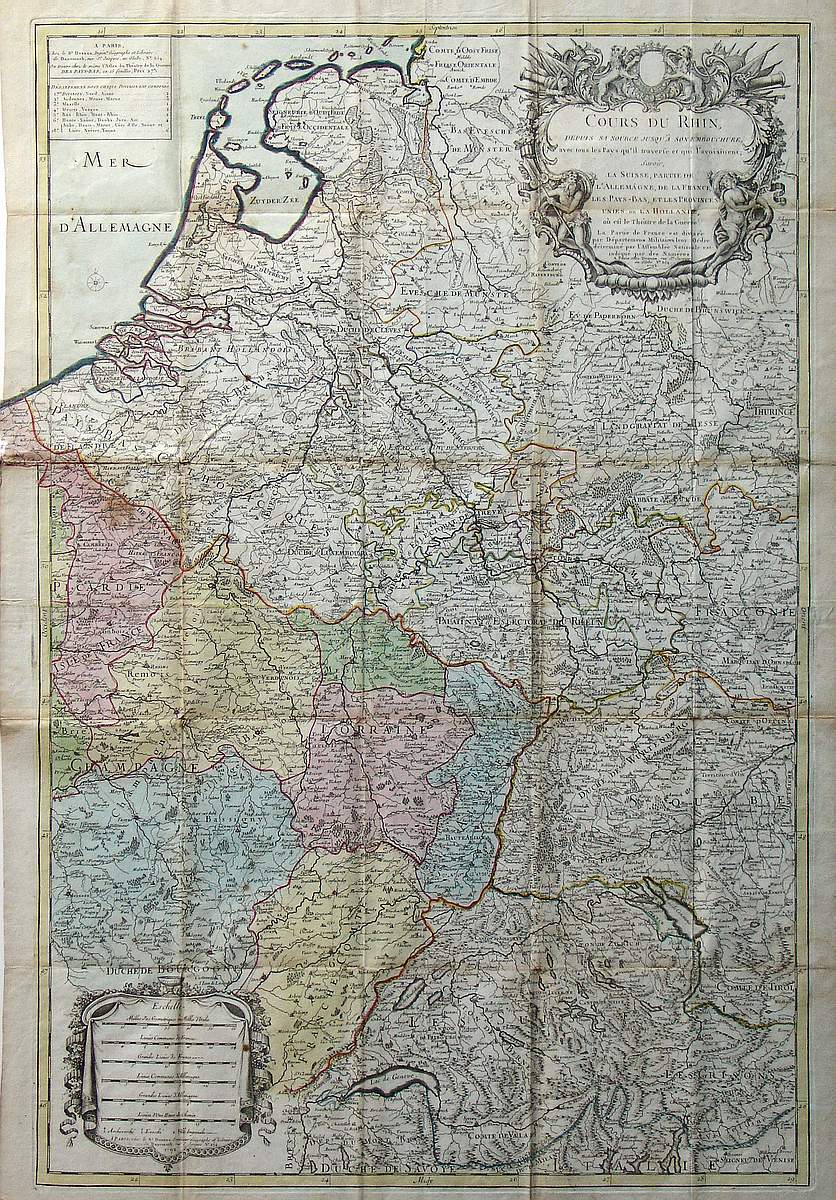 (Europe – Rhine) Cours Du Rhin, Depuis Sa Source... – The Old Map Gallery