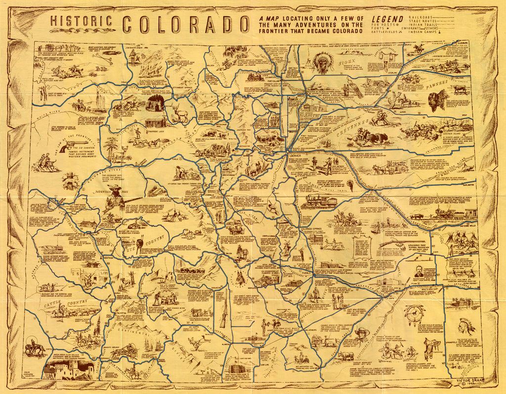 (CO.) Historic Colorado - A Map Locating Only A Few Of The Many Advent ...