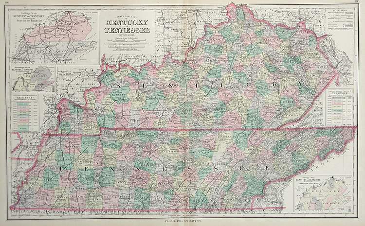Gray's New Map of Kentucky and Tennessee – The Old Map Gallery
