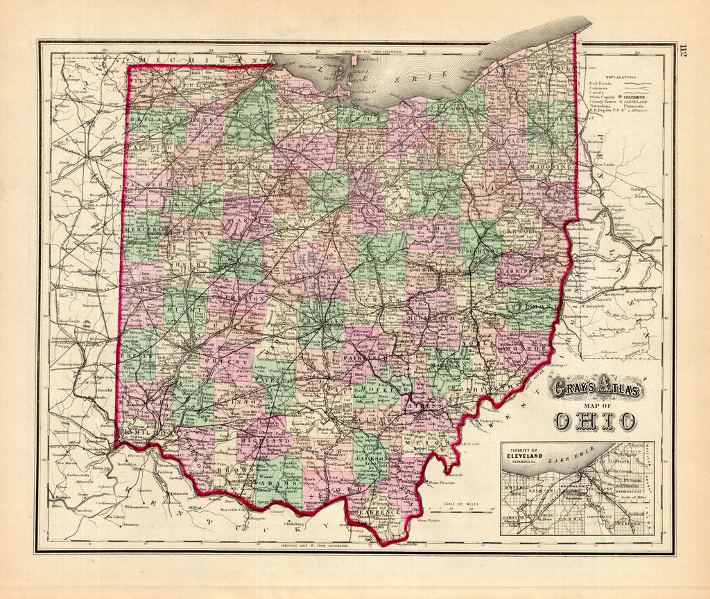 (OH.) Map Of Ohio – The Old Map Gallery