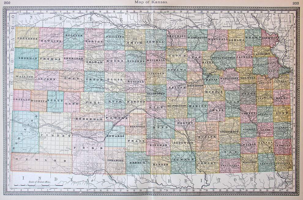 Map Of Kansas – The Old Map Gallery