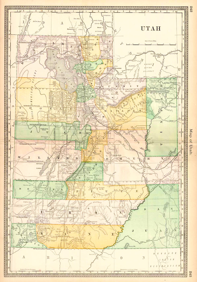 (UT.) Map of Utah – The Old Map Gallery