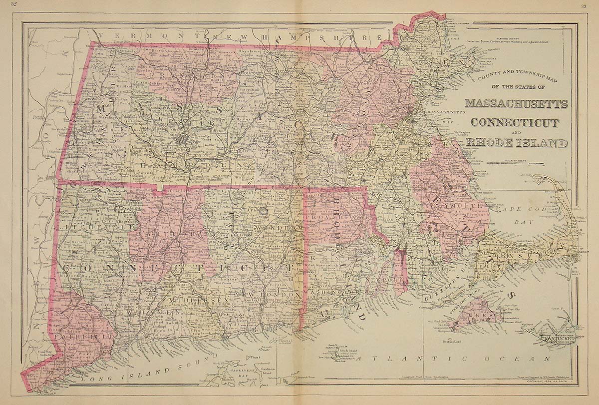 Massachusetts Connecticut RI... – The Old Map Gallery