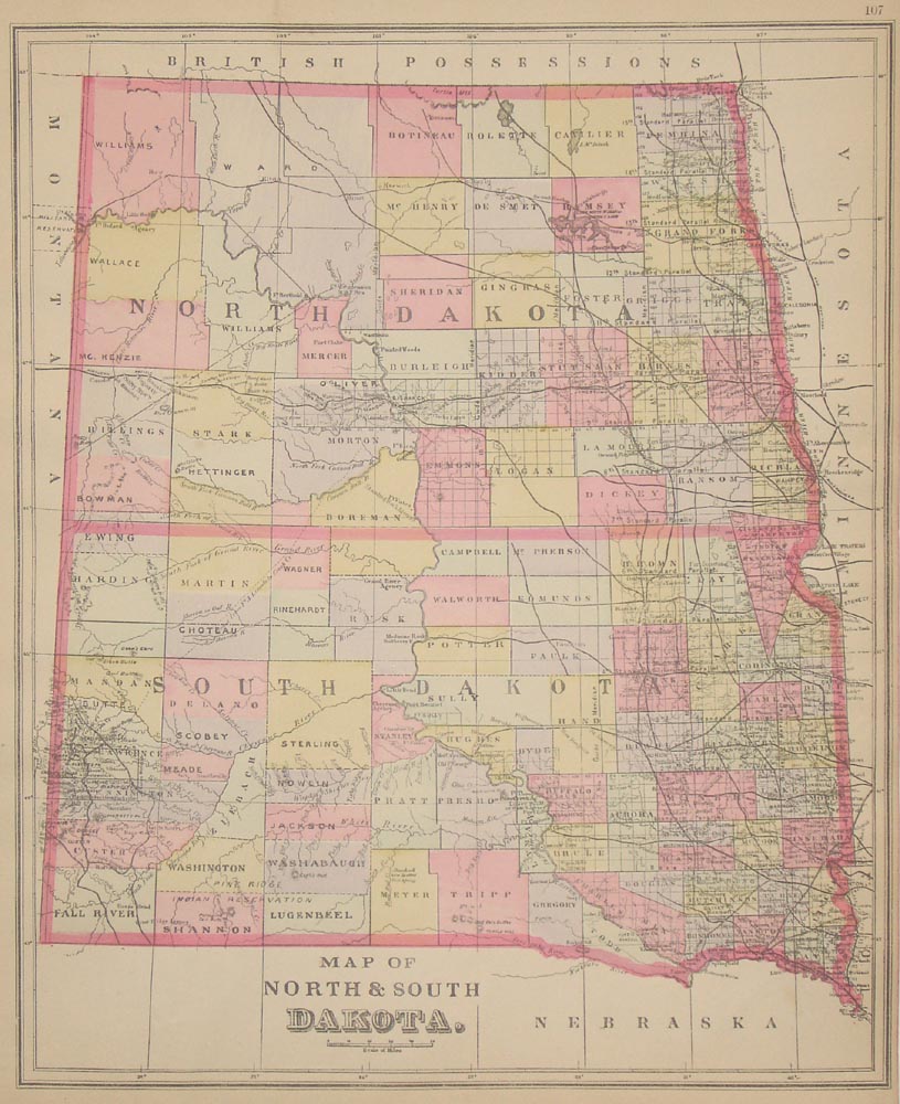Map of North & South Dakota – The Old Map Gallery
