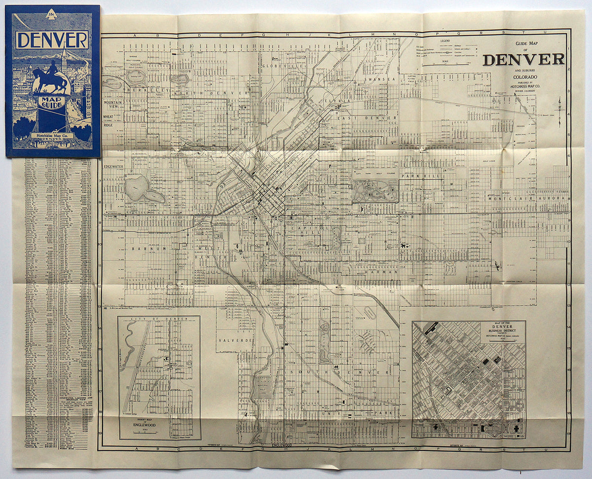 (Colorado - Denver) Guide Map of Denver.... – The Old Map Gallery