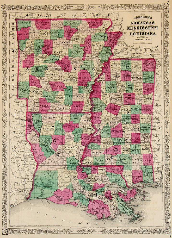 Johnson's Arkansas Mississippi and Louisiana – The Old Map Gallery