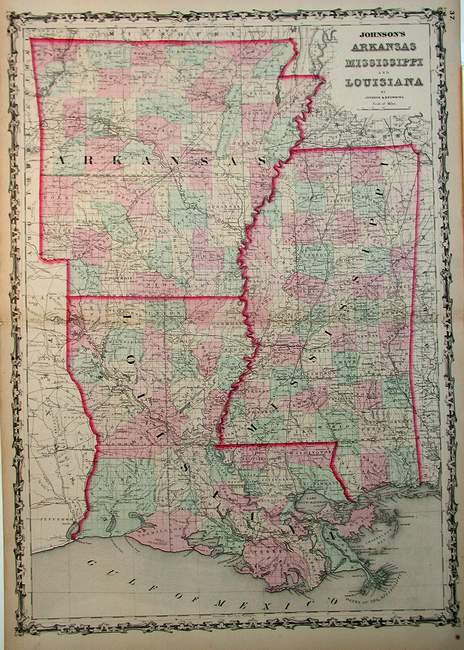 Johnson's Arkansas Mississippi and Louisiana – The Old Map Gallery