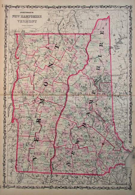Johnson's New Hampshire and Vermont – The Old Map Gallery
