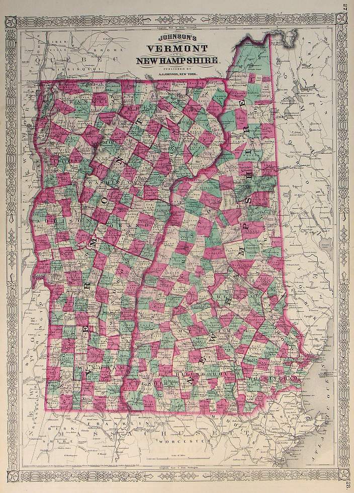 Johnson's Vermont and New Hampshire – The Old Map Gallery