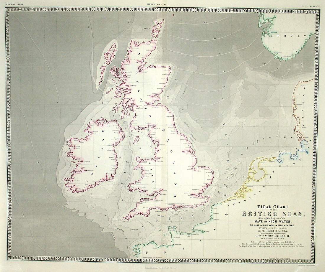 Tidal Chart of British Seas – The Old Map Gallery
