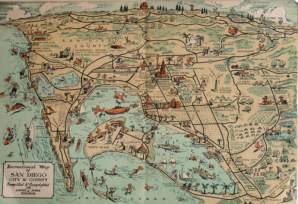 (CA.-San Diego) Recreational Map of San Diego – The Old Map Gallery