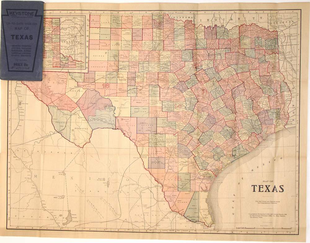 (Texas) Up – To – Date Indexed Map of Texas..., – The Old Map Gallery
