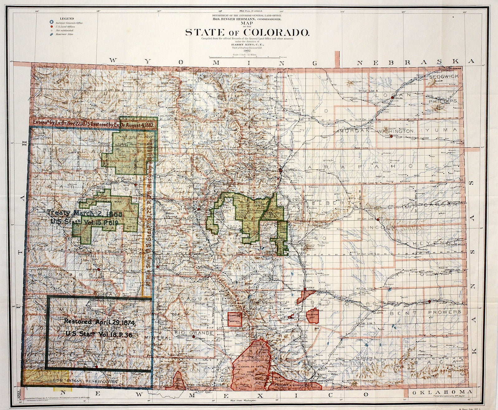 (Colorado) Map of the State of Colorado, US Dept of the Interior – The ...