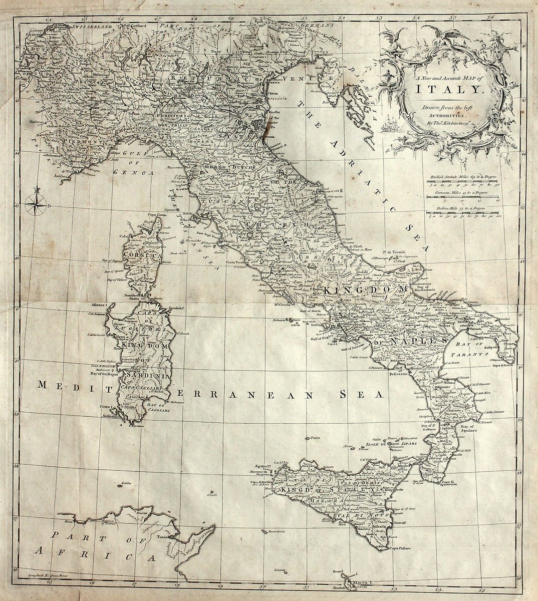 (Italy) A New and Accurate MAP of ITALY – The Old Map Gallery