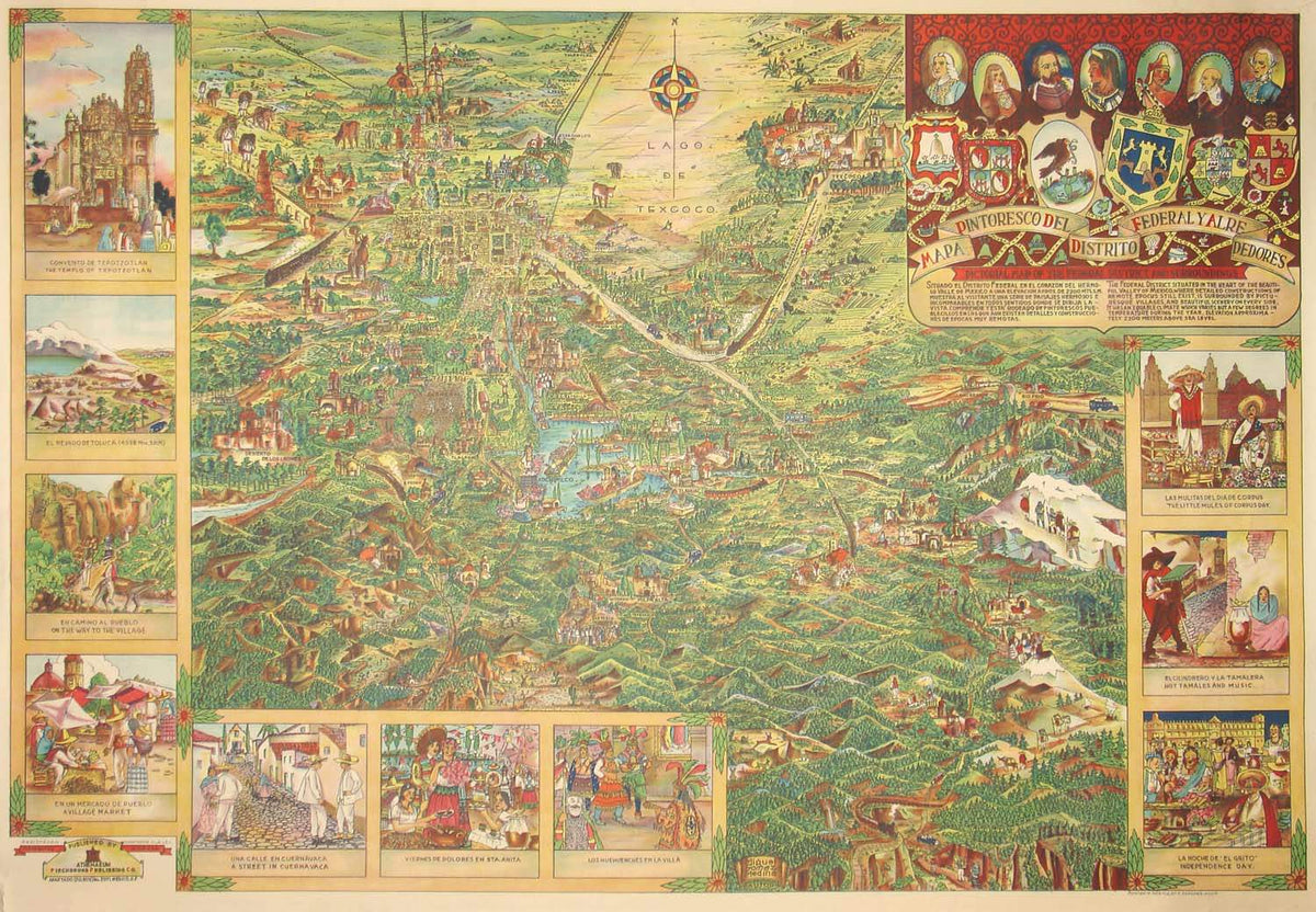 (Mexico D.F.) Mapa Pintoresco Del Distrito Federal y Alrededores – The ...
