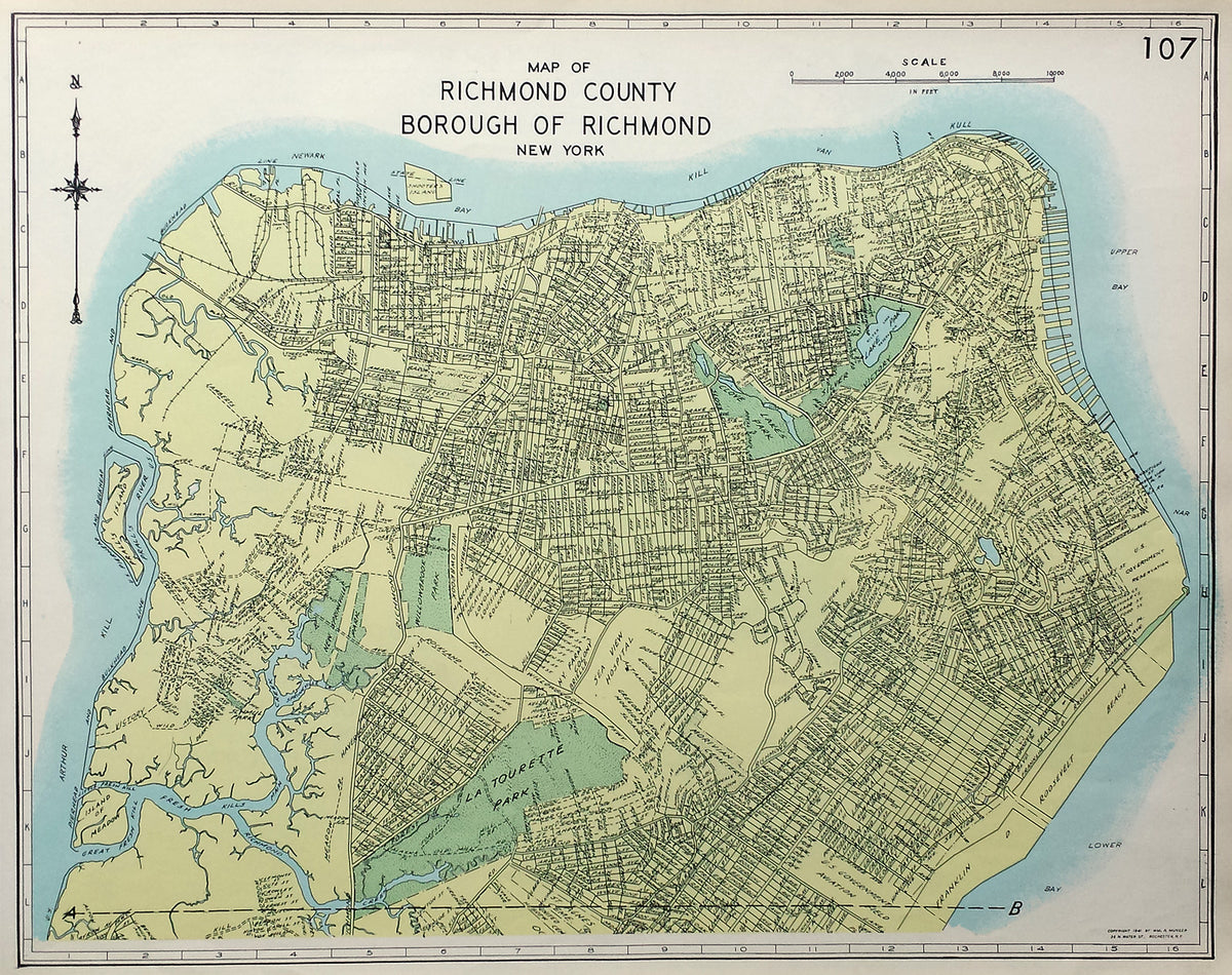 (NY-Staten Island) Map of Richmond County – The Old Map Gallery